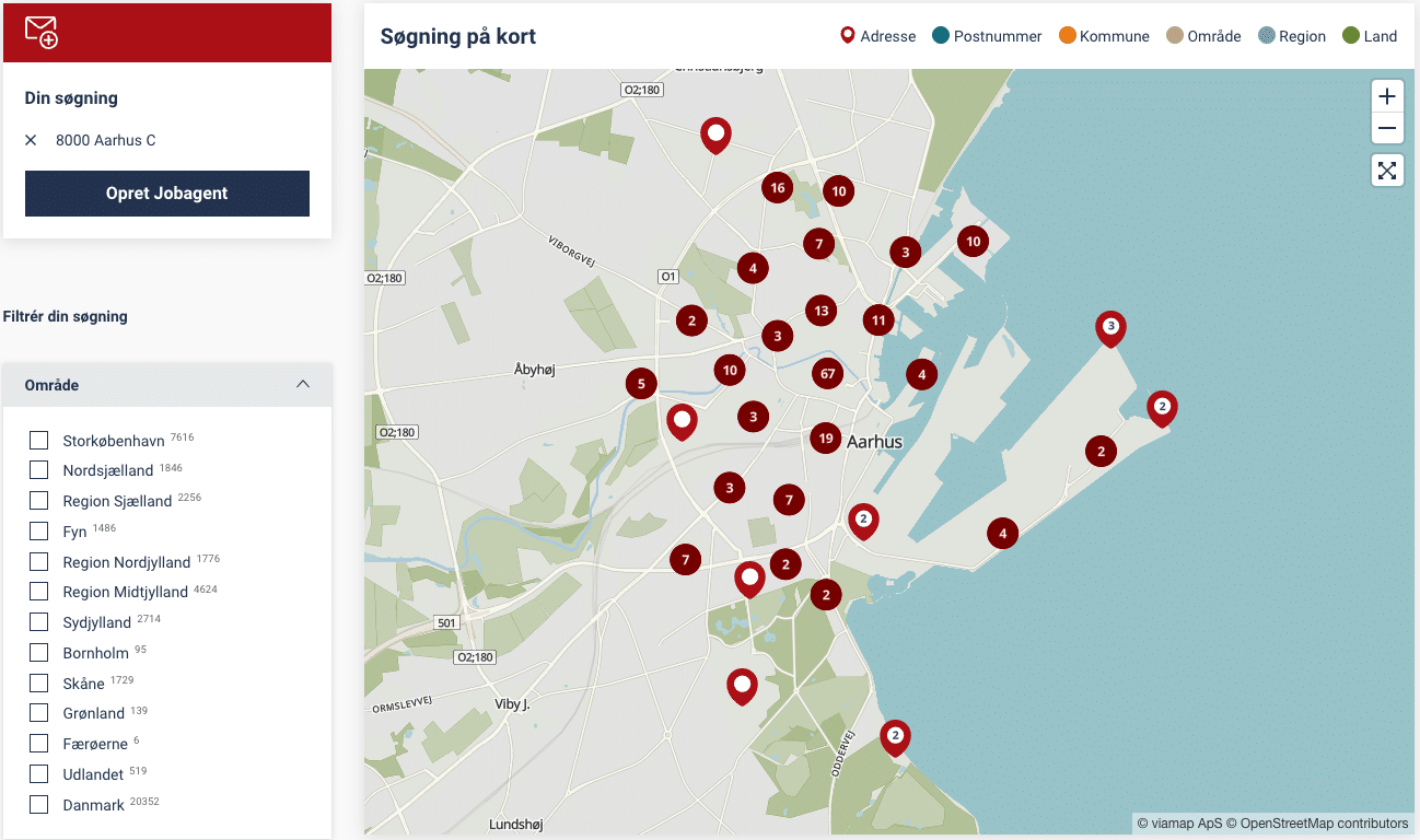 At Jobindex, Viamap's map solution plays a key role Viamap