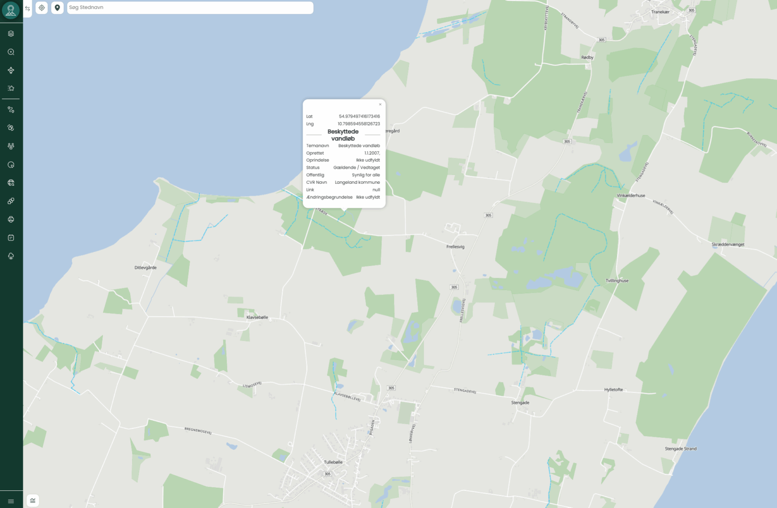 Beskyttede vandløb kort | Se § 3 vandløb i MapIt-platformen Viamap